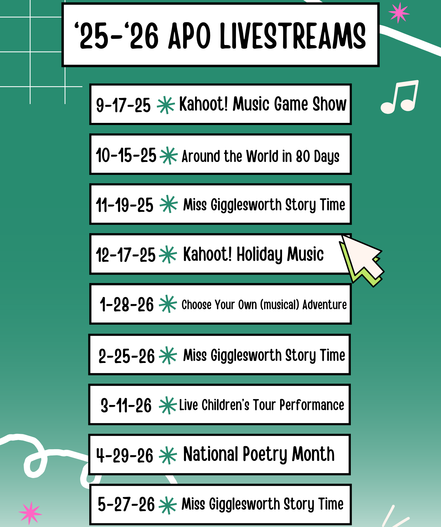 Monthly Educational Programming